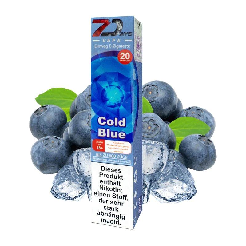 7Days Vape Einweg E-Zigarette - Cold Blue 20mg | Blaubeere-Ice Geschmack