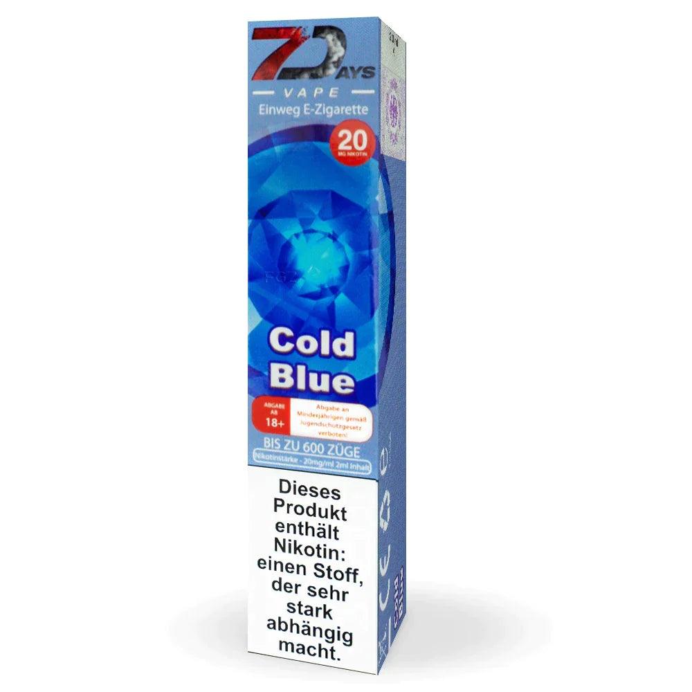 7Days Vape Einweg E-Zigarette - Cold Blue 20mg | Blaubeere-Ice Geschmack