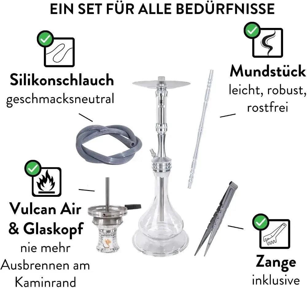 Dschinni Foxx Shisha Komplett Set XL | Silber kaufen